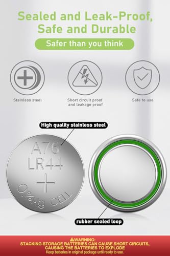 POWEROWL High Capacity LR44 Batteries 40 Pack, L1154F AG13 357 303 SR44 A76 Premium Alkaline Battery 1.5V Button Coin Cell Batteries