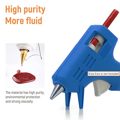 FOCMKEAS 16 PCS Mini Hot Glue Sticks 0.27" Dia. x 3.94" Long Hot Melt Glue Gun Sticks All Purpose Adhesive for Multi-Temp Hot Glue Gun Glue DIY Work, Glitter Red