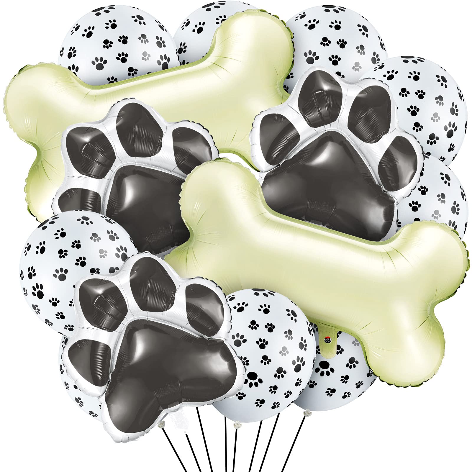 46 Pieces Dog Themed Balloons Include 40 Pieces Dog Paw Print Latex Balloons 3 Pieces Bone Shaped Foil Balloons and 3 Pieces Dog Paw Print Foil Balloons Props for Pets Kids Birthday Party Decorations