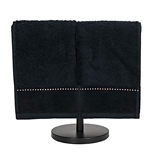 Debodda Modern Hand Towel Stand for Bathroom, Kitchen or Vanity, Height 13.78β, Free Standing Matte Black Countertop Rack with Balanced Base, Perfect Hand Towel Holder, Dual Washcloth Display