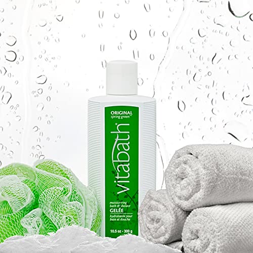 Vitabath Original Spring Green Moisturizing Bath & Shower Gel Wash Intoxicating Botanical Skin Rejuvenation, Hydrating Dry Skincare, Body Cleanser & Foaming Gelee - 10.5 oz