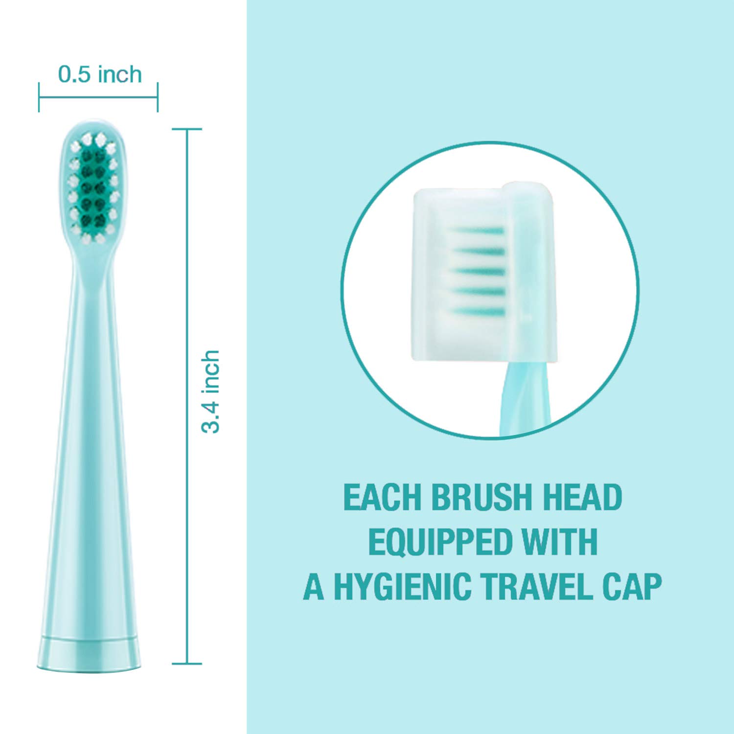 Vekkia Dragon Lord Electric Toothbrush Replacement Heads - 7X More Plaque Removal, End-Rounded 3D Curved Soft Bristles, Comfortable & Efficient Clean Teeth, Perfect for Kid Small Mouth, Blue (4 Pack)