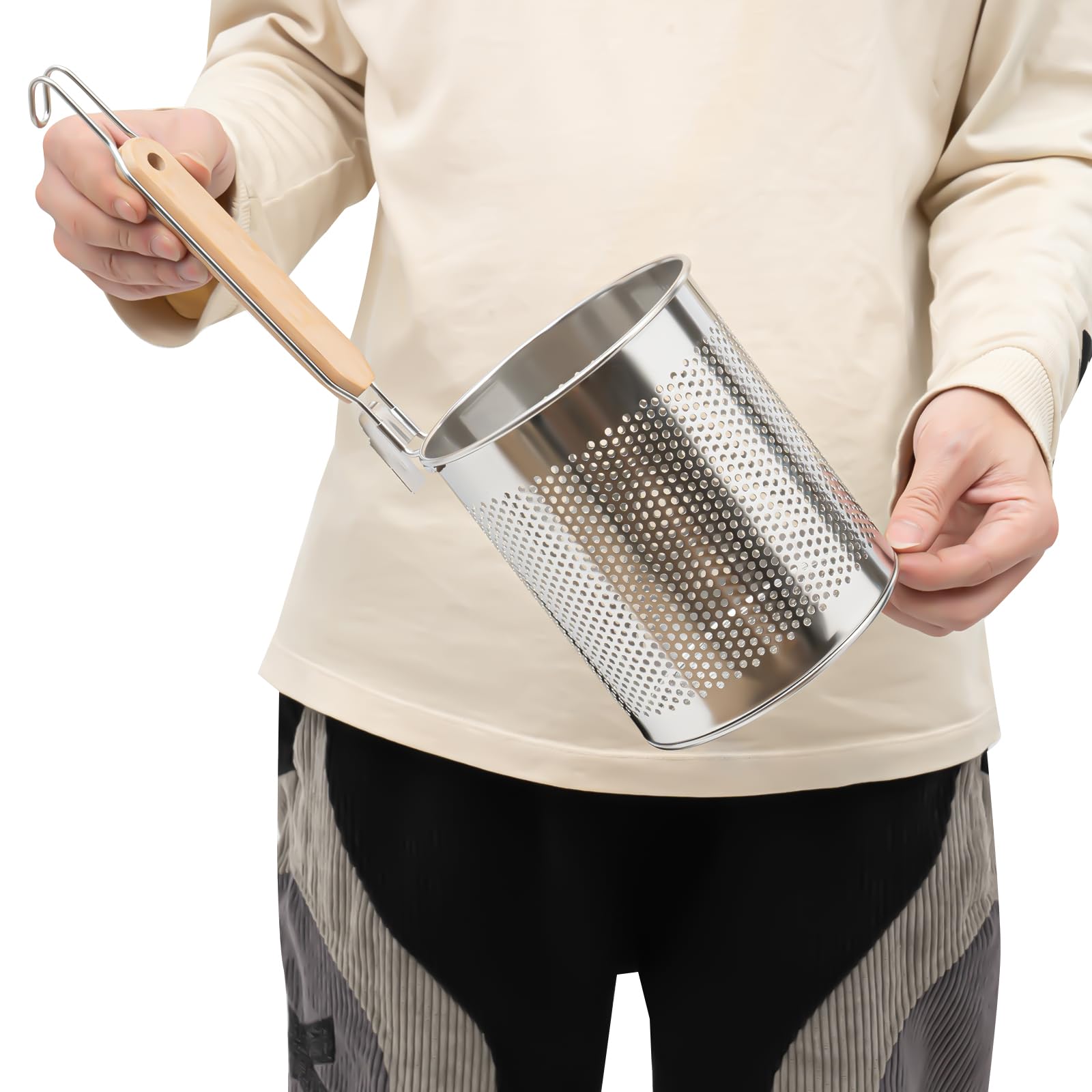 5 Holes Pasta Cooker Insert Set Stainless Steel Pasta Pot with Strainer Basket 37L/39QT Pasta Pot with 5 Strainer Insert Pasta Cooking Cookware for Noodles Dumplings Pasta Kitchen Restaurant