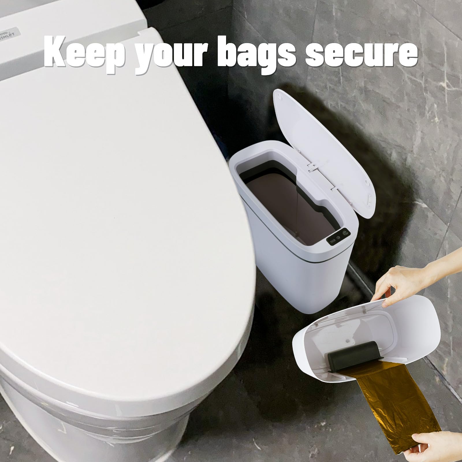 4 Gallon Garbage can,Small Bathroom Trash Can,Smart Trash can, Extra Wide Opening, Automatic Opening and Closing lid, Motion Sensor, Non-Contact Trash can with lid for Kitchen Bathroom Office
