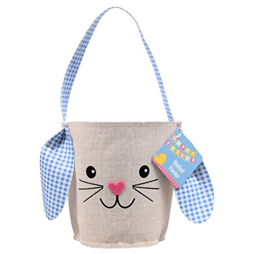 Easter Canvas Baskets. A Clever & Kids` Safe Alternative to Wooden or Plastic Baskets to Avoid Risk of Scratches, Injuries Chewing Wood or Plastic Baskets. Kids Will Love It (1 Pink 1 Blue)