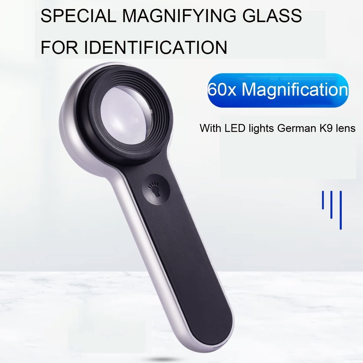 60X Handheld Magnifying Glass with Uv Light,Chargeable LED Illuminated Lighted Magnifier for Macular Degeneration, Seniors Reading, Soldering, Inspection, Coins, Jewelry, Exploring