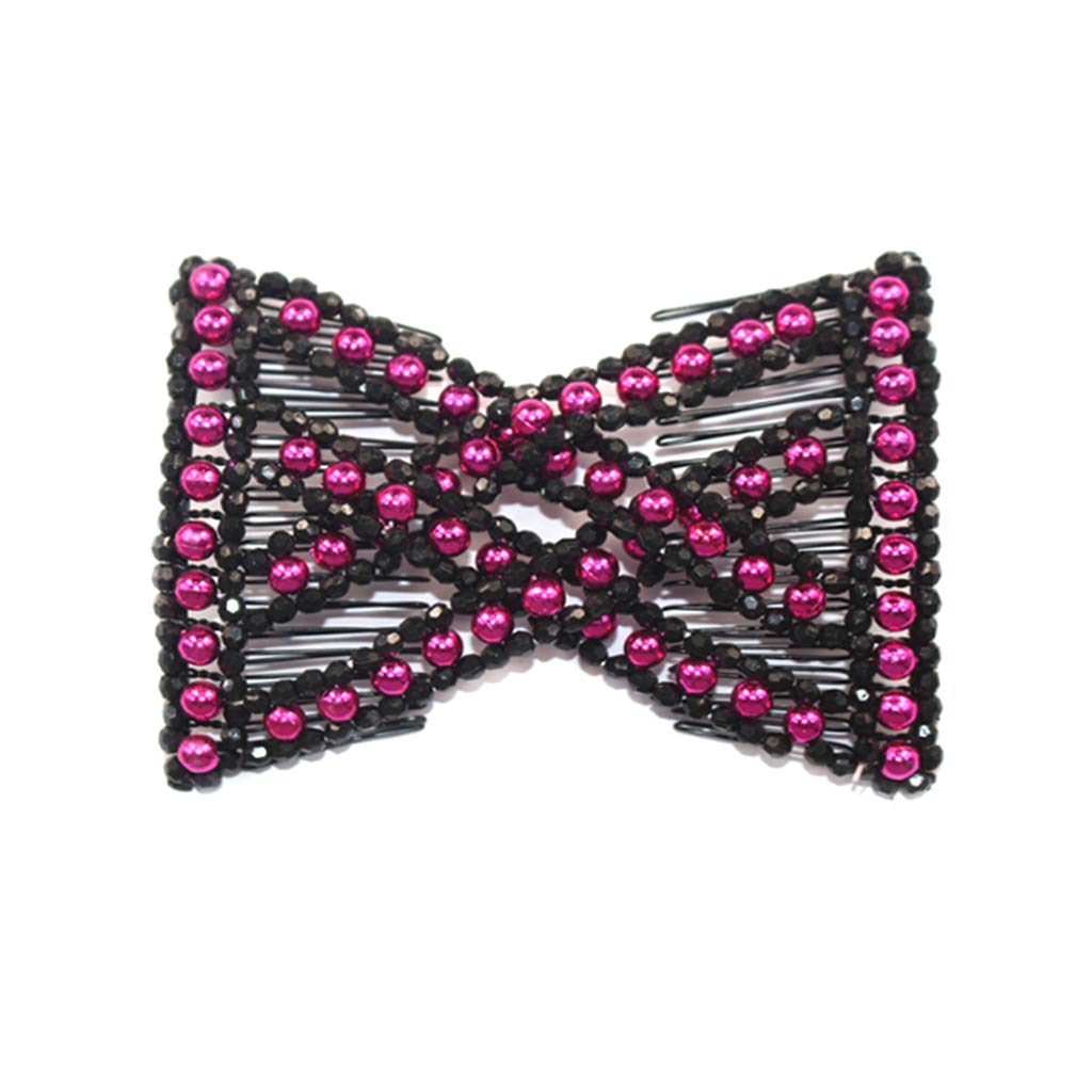 SimpleLif Combs Stretchable Double Hair Comb Twist Fountain Ponytail,Magic Hair Comb EZ Beaded Double Stretchy Delicate Elastic Women Clips Hairstyle,Random Color