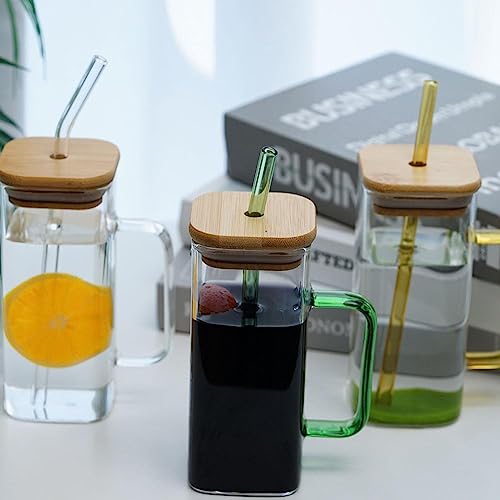 400ml Square Glass Cup With Lid And Straw Transparent Coffee Cup Cup Drinking Mocha Juice Wine Milk O6j7 Bubble C Beer Glass Tea