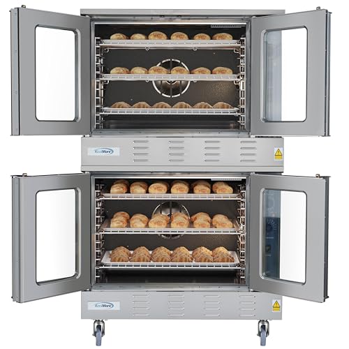 KoolMore 38 in. Full-Size Double Commercial Natural Gas Convection Oven 108,000 BTU With Stacking Kit in Stainless-Steel (KM-DCCO54-NG)