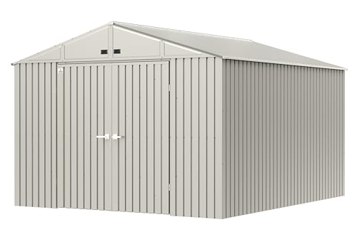 Arrow Shed Elite 10' x 12' Outdoor Lockable Gable Roof Steel Storage Shed Building, Cool Grey
