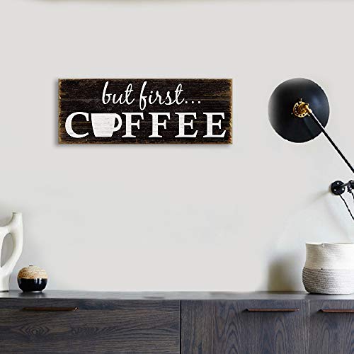 Kas Home Inspirational Quotes Motto Canvas Wall Art,Coffee Prints Signs Framed,Retro Artwork Decoration for Bedroom,Living Room,Office & Home Wall Decor (6 x 16 inch, Coffee)
