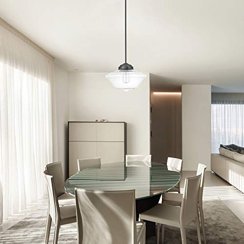 Globe Electric 60392 Sloane 1-Light Pendant, Dark Bronze, Clear Glass Shade