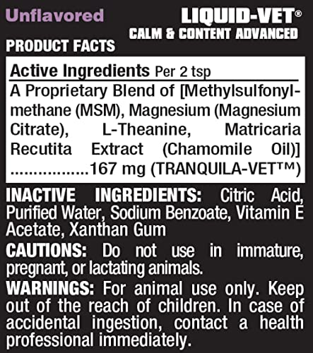 Liquid-Vet by Reliant Health Brands Feline Calm & Content Advanced Formula, 8oz, Unflavored
