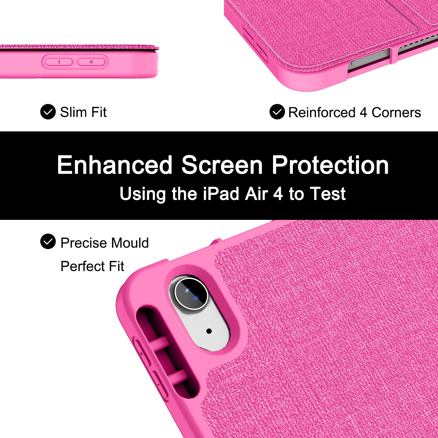 Soke iPad Air Case 5th/4th Generation 10.9 Inch with Pencil Holder - [Full Body Protection + Apple Pencil Charging], Soft TPU Back Cover for 2022 New iPad Air Gen 5 & 2020 iPad Air Gen 4, Pink