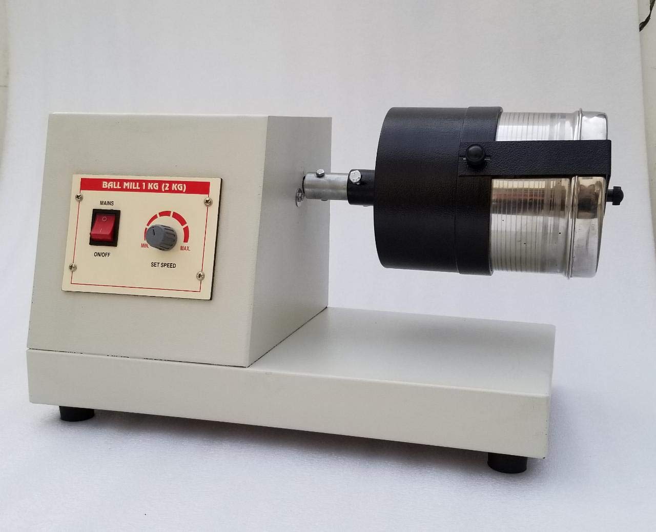 Yantra 110 V Laboratory Ball Mill 2 kg Motor Driven Heavy Duty with 10 Big Stainless Steel Balls (15 mm) and 35 Small Stainless Steel Balls (8 mm)