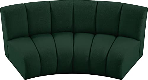 Meridian Furniture 643Green-2PC Infinity Collection Modern | Contemporary Upholstered 2pc Modular Sectional with Luxurious Deep Channel Tufting, Green, 83" W x 41" D x 32.5" H