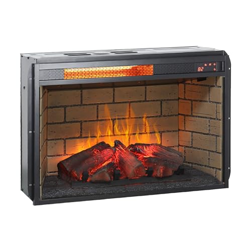 26" Electric Fireplace Insert- Woodlog Version with Brick