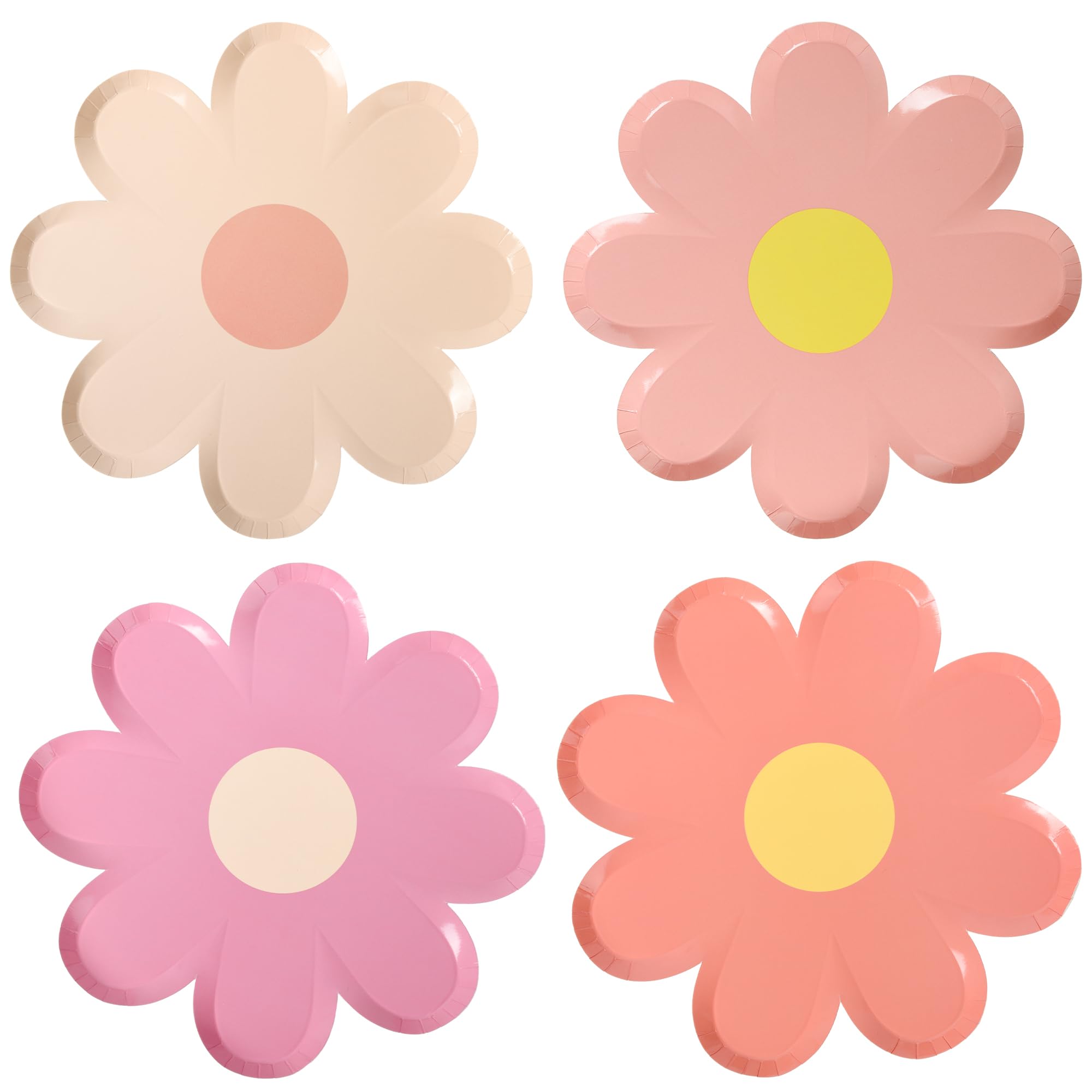 AimFun Daisy Paper Plates Groovy Party Plates Disposable 9inch Flower Shaped Dinner Plates Retro Boho Hippie Plates for Birthday Baby Shower Wedding Bridal Party Decor Supplies (36, Groovy)