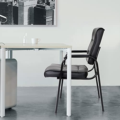 ZenStyle Office Leather Guest Chairs, Office Reception Chairs Executive Side Chair with Bonded Leather and Black Metal Frame for Waiting Room, Conference