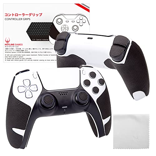HOTLINEGAMES Hotline Games Controller Grip for PS5 Controller Grips Tape Playstation 5 DualSense Controllers Skin (Handle Grips+Buttons+Triggers (20PCS), Black)