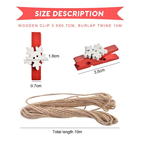 papasgix Christmas Clothes Pins Mini Clothespins Colored, 50PCS Mini Wooden Snowflake Clothespins for Photo Wall, Christmas Tree, Wedding Hanging Pictures, Paper Craft, Classroom Arts Projects Wall