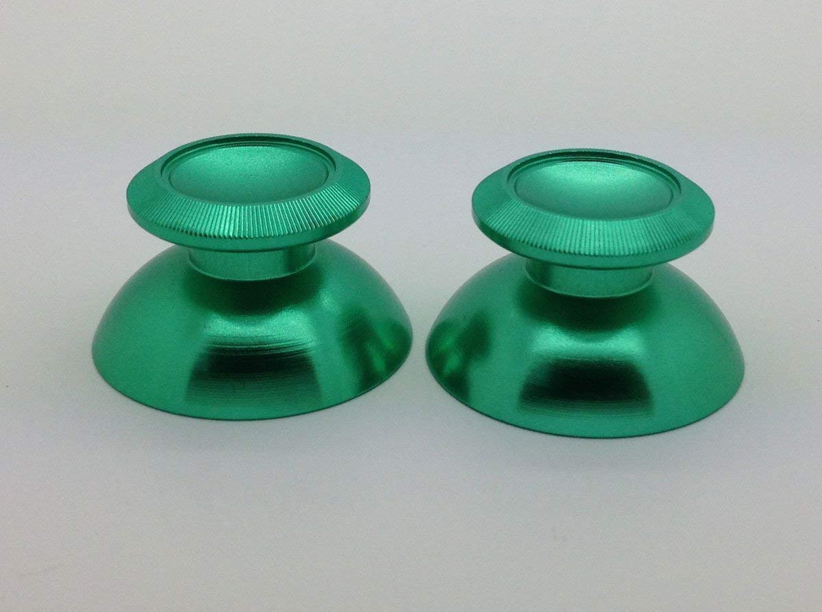 2PCS Aluminum Metal Analog Joystick Thumbstick Rocker Mushroom Caps Button for PS4 Xbox One Replacement (Green)