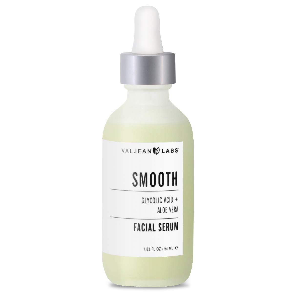 Valjean Labs Smooth Face Serum | Glycolic Acid + Aloe Vera | Helps to Exfoliate and Smooth for a Brighter Complexion | Paraben Free, Cruelty Free, Made in USA (1.83 oz)