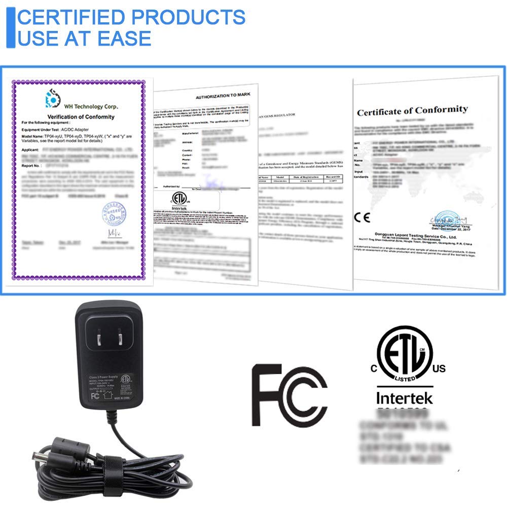 Twinsun 24V 1A DC Power Supply Adapter, AC 100V-240V to DC 24 Volt 1000mA 800mA 500mA 200mA Charger, 5.5mm x 2.1mm Plug for Nail Lamp, Security Camera, Air Cleaner, Massage Gun, Mini Printer.