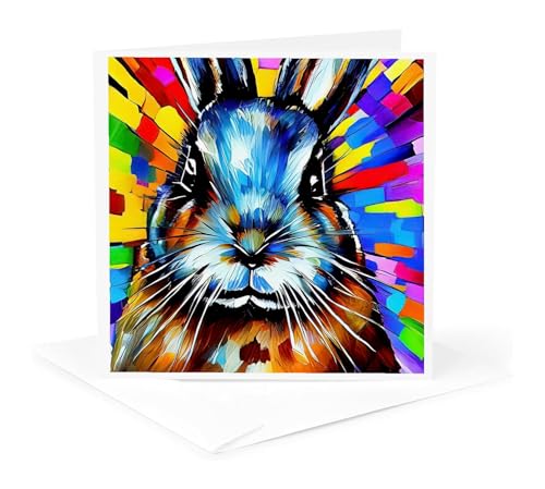 3dRose Greeting Card - Funny bunny rabbit face. Cheerful digital art, family friendly gift - Alexis Design - Animals Bunny