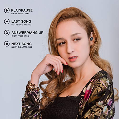 Wireless Earbuds Bluetooth Headset with Microphone Sports Headset Touch TWS Stereo Headset in-Ear Bluetooth 50H Playtime Charging Box, Sports, Exercise, Easy Pairing, Mobile Power(Q67)