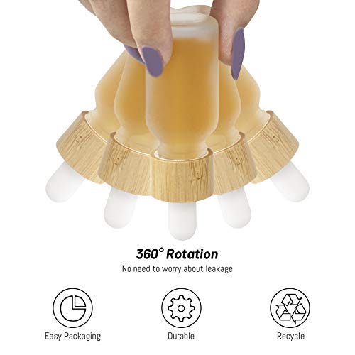 MODOWEY 12Pcs 10ml Frosted Glass Dropper Bottles, Eco-friendly Essential Oil Containers Bulk With Eye Dropper and Bamboo Lids, Refillable Essence Liquid Cosmetic Containers and 2 Pieces Funnel (10ML)