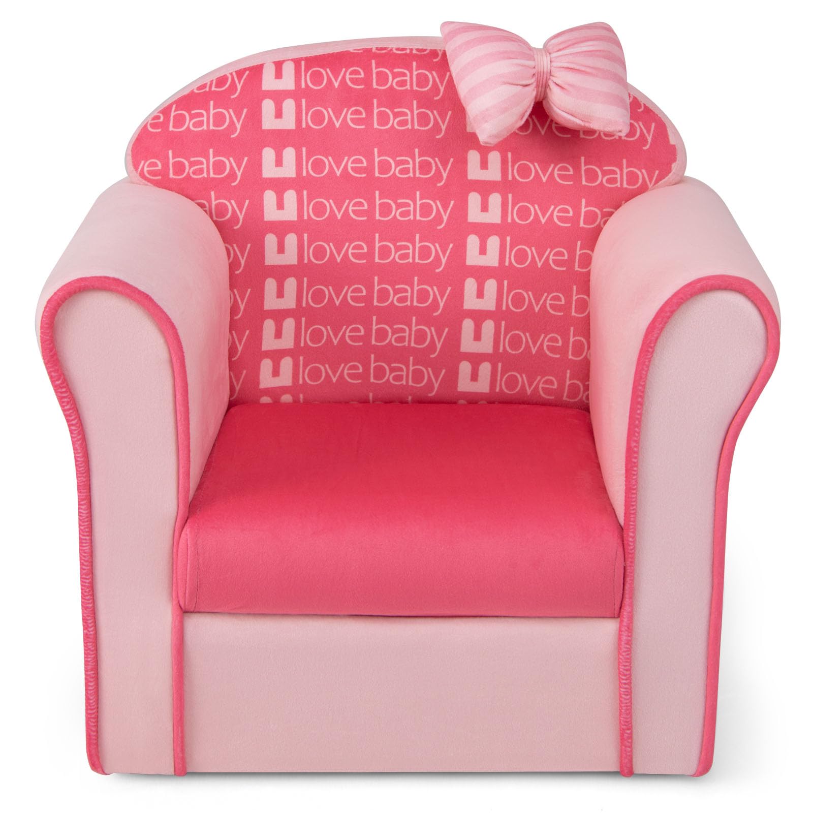 Costzon Kids Pink Couch, Children's Sofa Upholstered Armchair with Velvet Surface & High-Density Sponge, Lightweight Preschool Toddler Chair for Boys Girls Aged 1-3, Bedroom Playroom Gift Presents