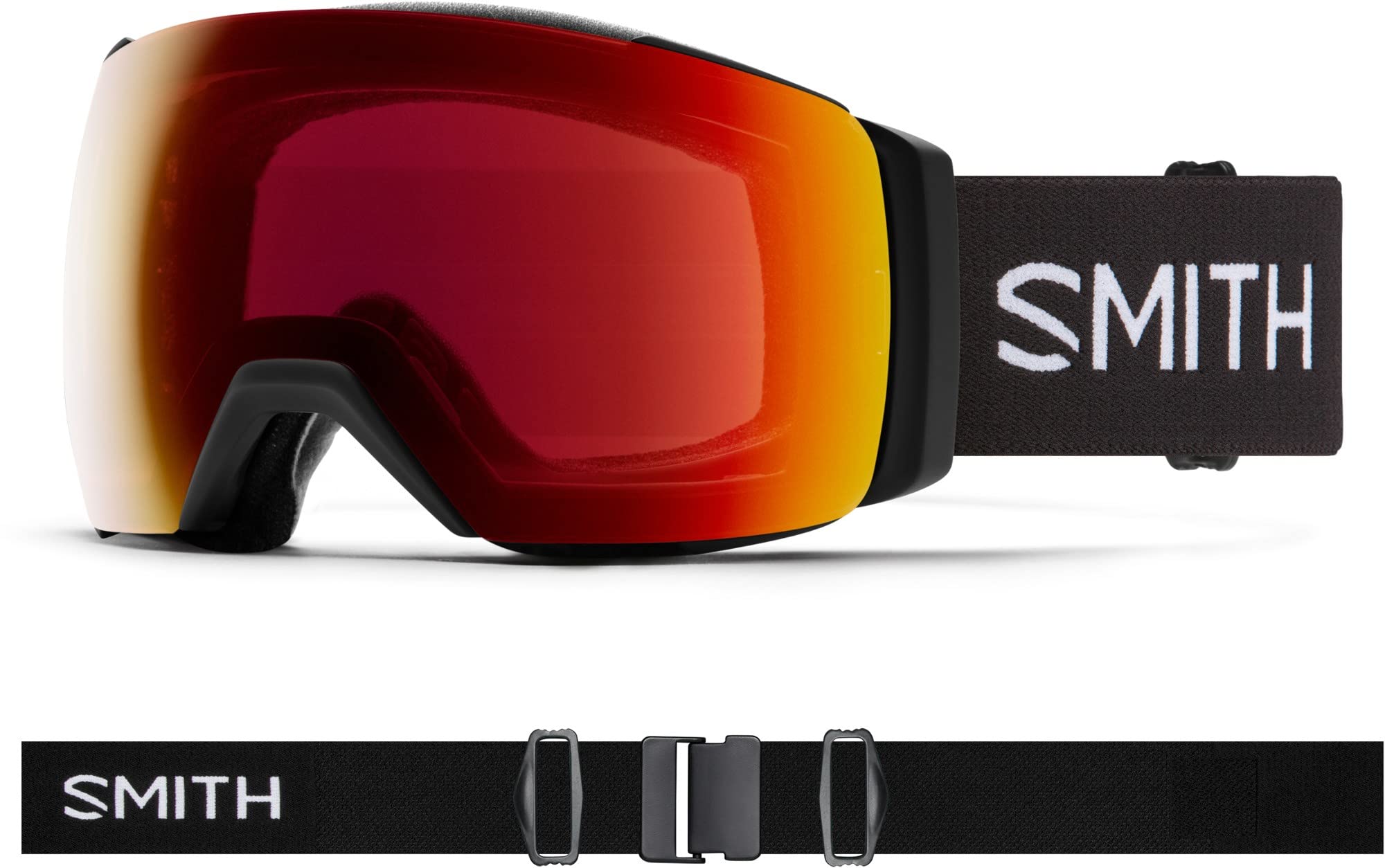 Smith Optics I/O MAG XL Low Bridge Fit Unisex Snow Goggle - Black, ChromaPop Everyday Red Mirror