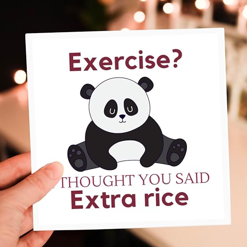 3dRose Greeting Card - Cute Image of Panda with Funny Text Mary Aikeen- Gym Quotes