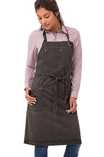 Chef Works Unisex Dorset Bib Apron, Pewter, One Size