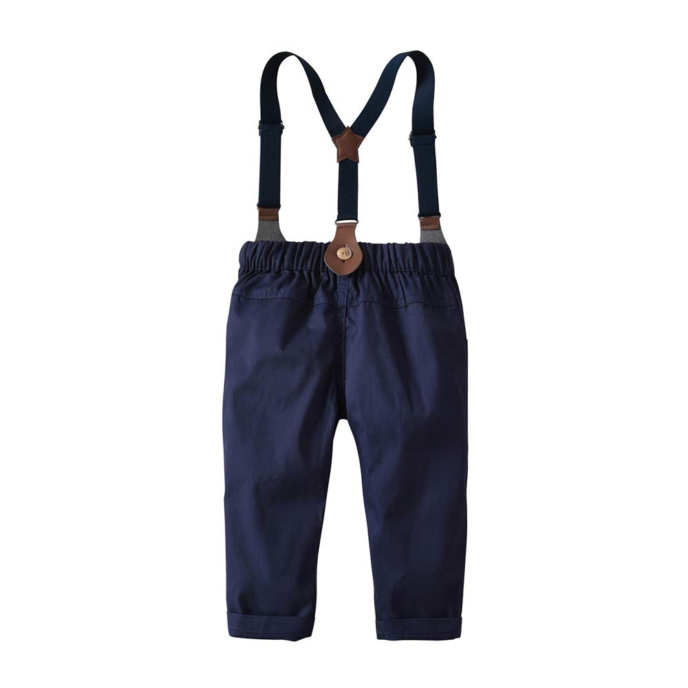 Moyikiss Studio Baby Boy Gentleman Outfit Long Sleeve Shirt with Bowtie Suspender Pants Casual Suit (Yellow, 80/12-18Months)