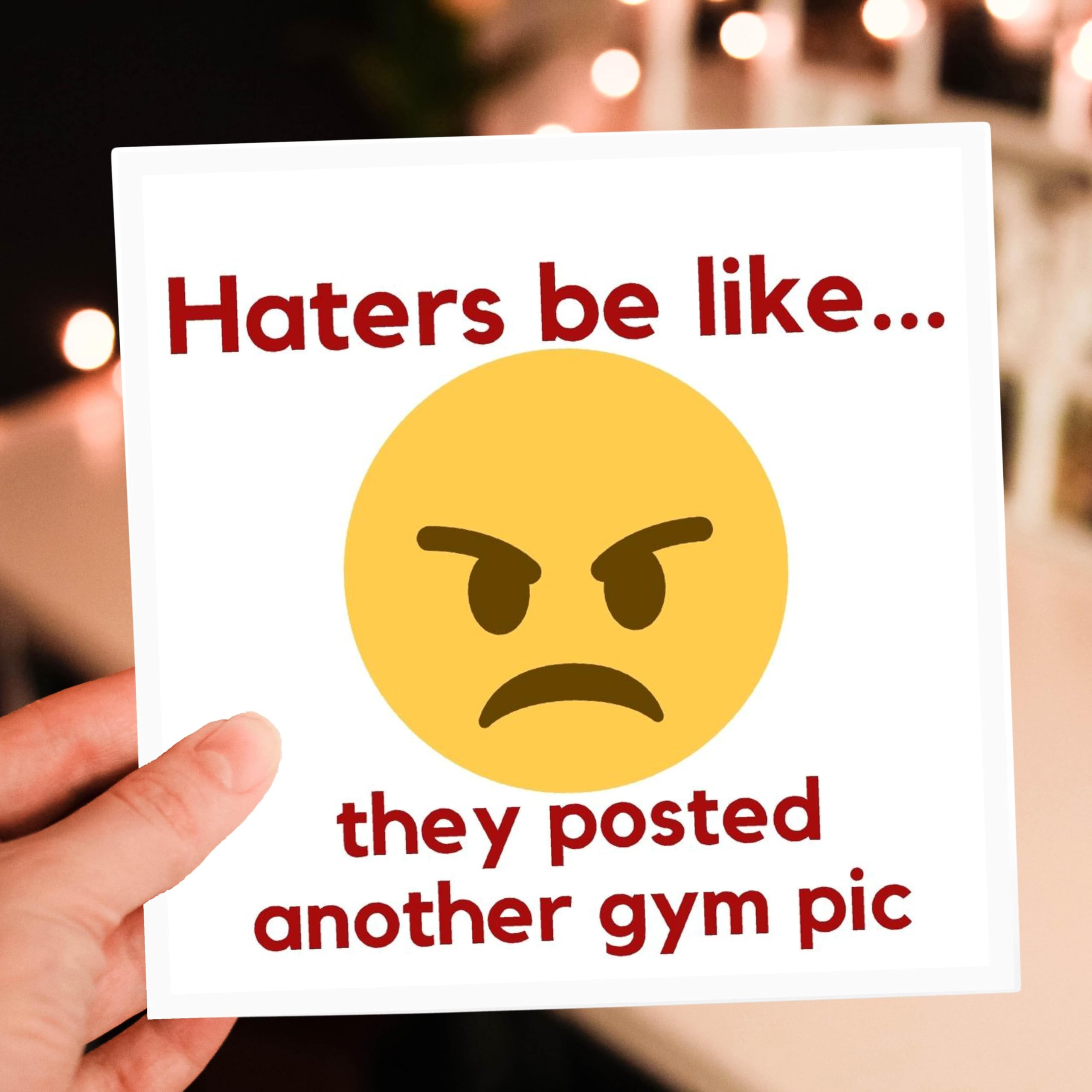 3dRose Greeting Card - Cute emoji Face with Funny Text about gym Mary Aikeen- Gym Quotes