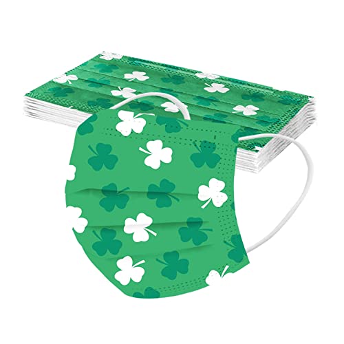 50Pack Women's Disposable St. Patrick's Day Masks Disposable Women Adult Green Anti-Dust Irish Clover St. Paddy's Day