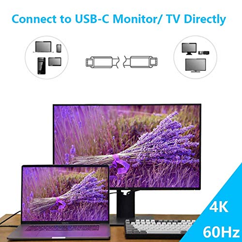 USB C Video Cable Right Angle 10ft, 4K UHD with Audio Support 100W PD Fast Charge and Data Syncing at Gen2 10Gbps High Speed Compatible for USB C iPad Pro, MacBook Pro, iMac, Surface Pro and More