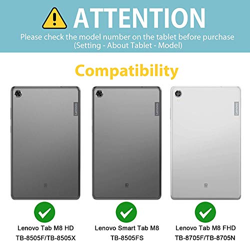 Herize Case for Lenovo Tab M8 HD TB-8505F TB-8505X / Smart Tab M8 TB-8505FS/ Tab M8 FHD TB-8705F with Pen Holder Screen Protector | Three Layer Sturdy Rubber Case W/Stand Hand Strap Shoulder Strap