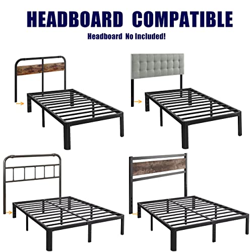 Hunlostten 12" Twin XL Heavy Duty Bed Frame No Box Spring Needed, Metal Twin XL Platform Bed Frame with Round Corners, Easy Assembly, Noise Free, Black