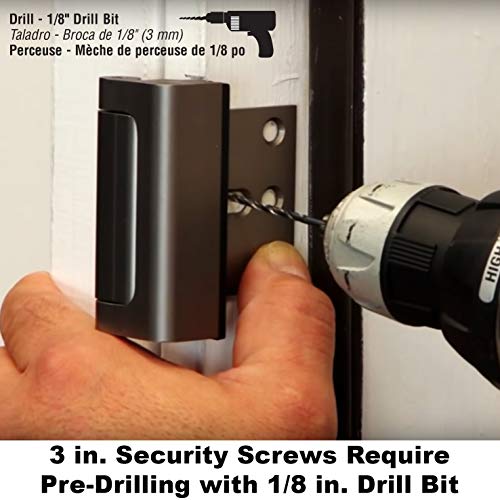 Defender Security U 11325 Door Reinforcement Lock β Add Extra, High Security to your Home and Prevent Unauthorized Entry β 3β Stop, Aluminum Construction, Brushed Chrome (Single Pack)