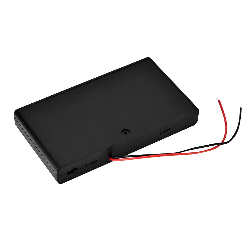 Zerone 12v Battery Pack, 8-Slot Battery Holder AA Battery Clip Holder Box Case with On/Off Switch, Plastic 12V Cell AA Battery Storage Box with ON/Off Switch with Wire & Cover