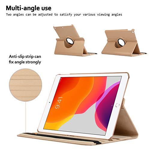 Rotating Case for iPad Pro 12.9-inch 1st & 2nd Generation (2015/2017), Techcircle Slim Premium PU Leather Smart Cover Multi-Angle Viewing Stand Folio Magnetic Hard Shell Protective Case, Orange
