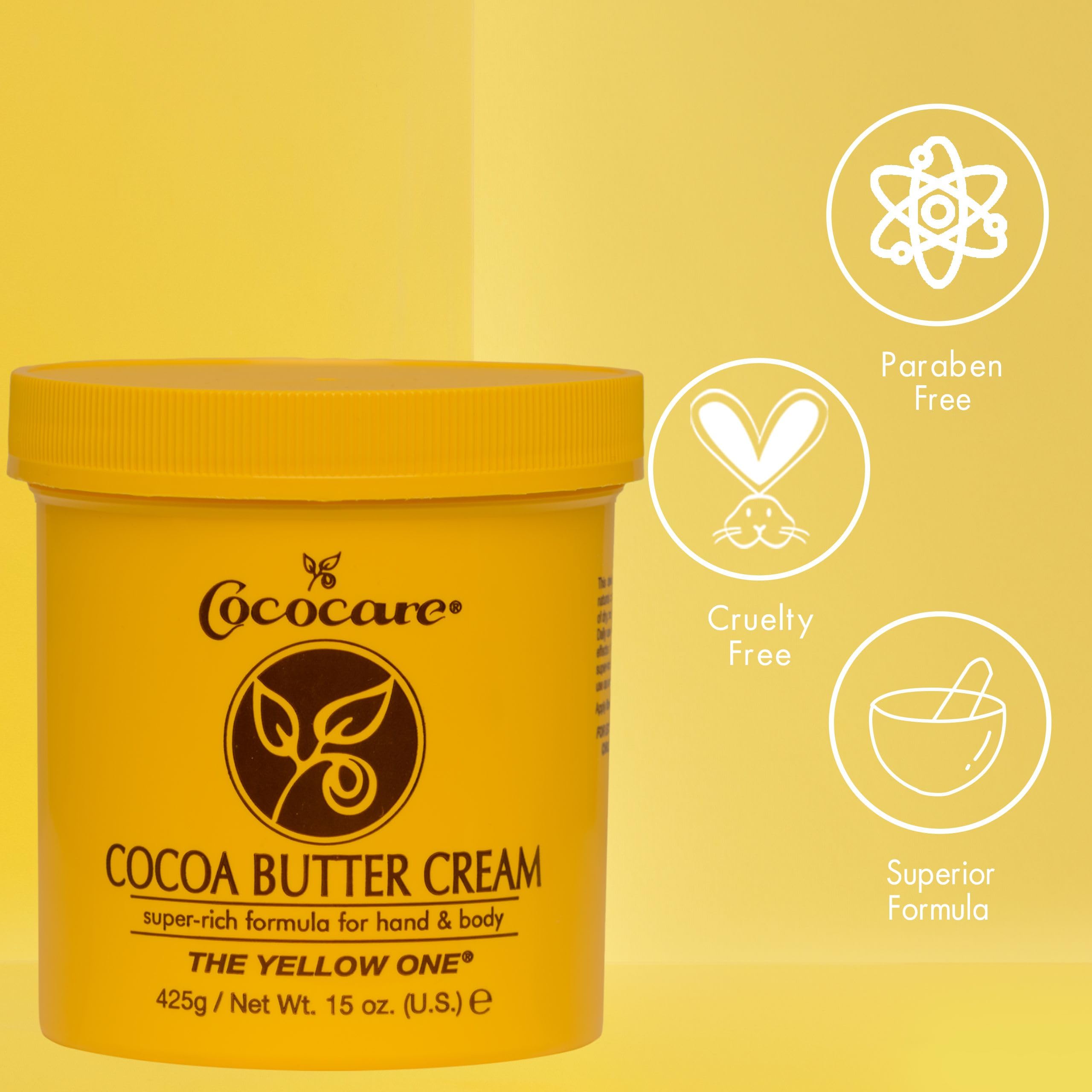 COCOCARE Cocoa Butter Cream - Hydrates and Softens Skin - Rich Cocoa Butter for Deep Moisture - Gentle Care - 15 Ounce