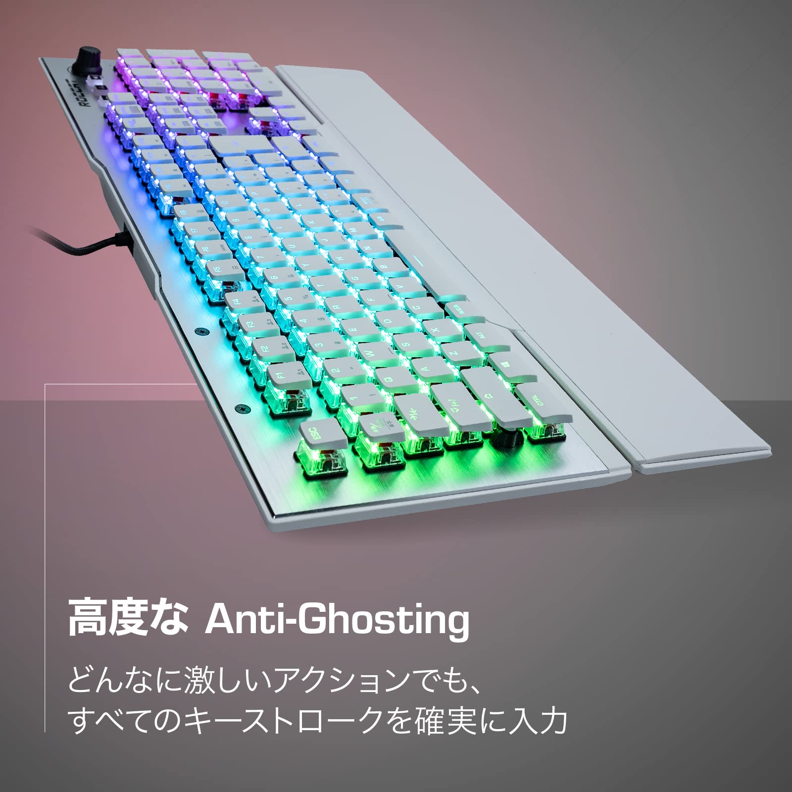 ROCCAT Vulcan 122 AIMO RGB Mechanical Gaming Keyboard JP Japanese Array Model Silent Linear (Equivalent to Red Axis) Domestic Genuine White German Design ROC-12-956-RD