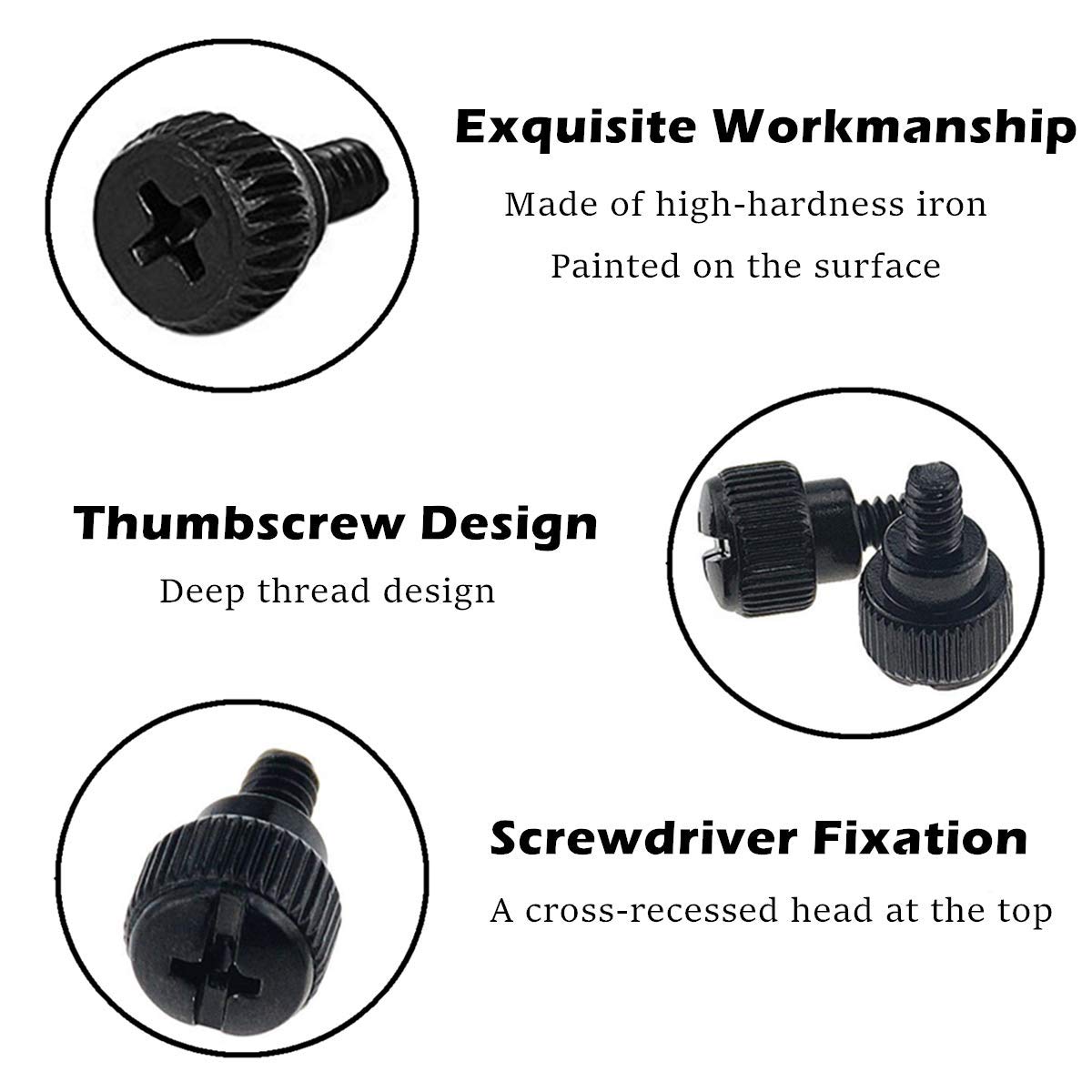 30 Pcs M3.5 Computer Case Thumb Screws #6-32x6mm Exquisite Craft Black PC Computer Case Metal Alloy Thumb Screw with Cross Recessed Head for Installing Cover