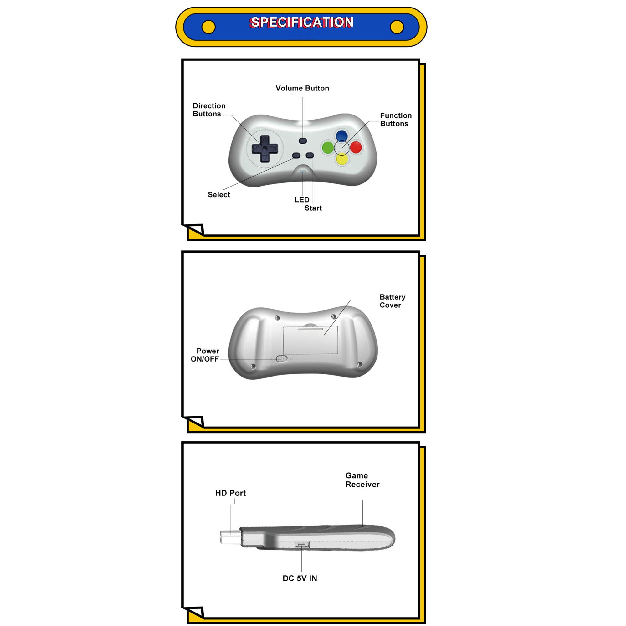 AOXIAOAI Mini TV HDMI Game Console 2.4g Wireless Handheld Video Game Build in 638 Classic 8 Bit Game Mini Console