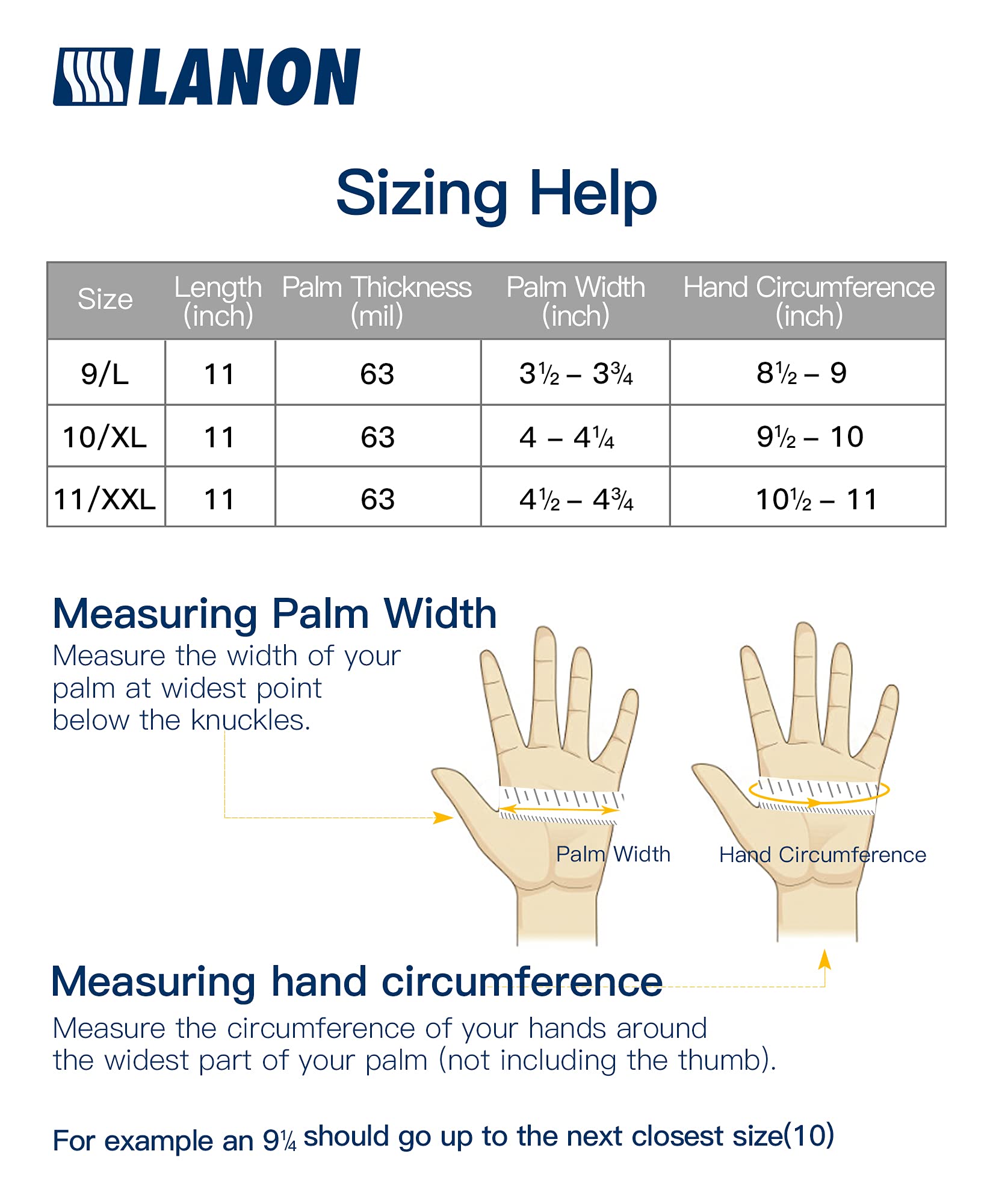 LANON PVC Chemical Gloves, Thick Rubber Work Gloves, Heavy-Duty, EN 374/388, Acid, Alkali and Oil, Non-Slip, XL