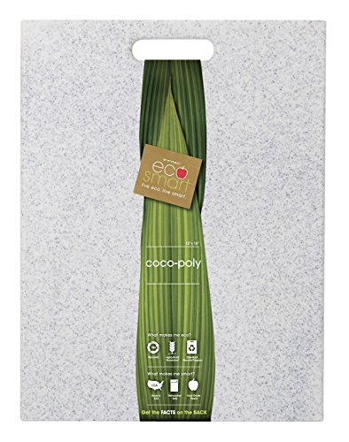 EcoSmart PolyCoco Cutting Board, Light Gray, 12" by 16", Recycled Plastic and Coconut Shell, Made in the USA by Architec